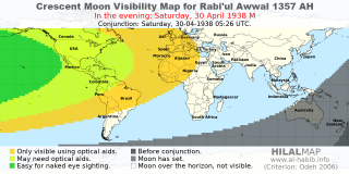 Crescent Moon Visibility Map 1357 AH - HilalMap | Alhabib - Coloring ...