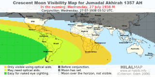 Crescent Moon Visibility Map 1357 AH - HilalMap | Alhabib - Coloring ...