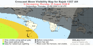 Crescent Moon Visibility Map 1357 AH - HilalMap | Alhabib - Coloring ...
