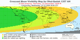 Crescent Moon Visibility Map 1357 AH - HilalMap | Alhabib - Coloring ...