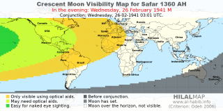 Crescent Moon Visibility Map 1360 AH - HilalMap | Alhabib - Coloring ...