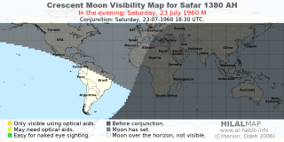 Crescent Moon Visibility Map 1380 AH - HilalMap | Alhabib - Coloring ...