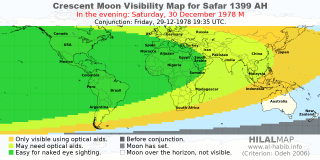 Crescent Moon Visibility Map 1399 AH - HilalMap | Alhabib - Coloring ...