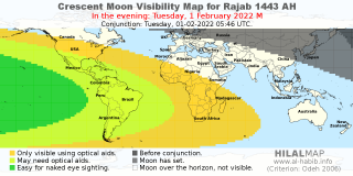 Crescent Moon Visibility Map 1443 AH - HilalMap | Alhabib - Coloring ...