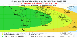 Crescent Moon Visibility Map 1443 AH - HilalMap | Alhabib - Coloring ...