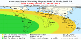 Crescent Moon Visibility Map 1445 AH - HilalMap | Alhabib - Coloring ...