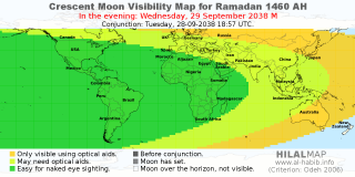 Crescent Moon Visibility Map 1460 AH - HilalMap | Alhabib - Coloring ...
