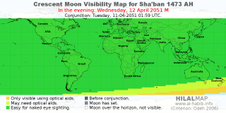Crescent Moon Visibility Map 1473 AH - HilalMap | Alhabib - Coloring ...