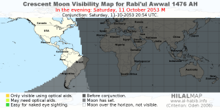 Crescent Moon Visibility Map 1476 AH - HilalMap | Alhabib - Coloring ...