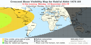 Crescent Moon Visibility Map 1476 AH - HilalMap | Alhabib - Coloring ...