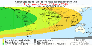 Crescent Moon Visibility Map 1476 AH - HilalMap | Alhabib - Coloring ...