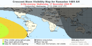 Crescent Moon Visibility Map 1489 AH - HilalMap | Alhabib - Coloring ...