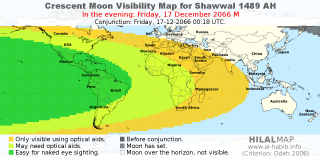 Crescent Moon Visibility Map 1489 AH - HilalMap | Alhabib - Coloring ...