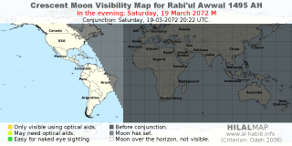 Crescent Moon Visibility Map 1495 AH - HilalMap | Alhabib - Coloring ...