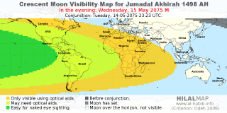 Crescent Moon Visibility Map 1498 AH - HilalMap | Alhabib - Coloring ...