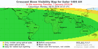 Crescent Moon Visibility Map 1499 AH - HilalMap | Alhabib - Coloring ...